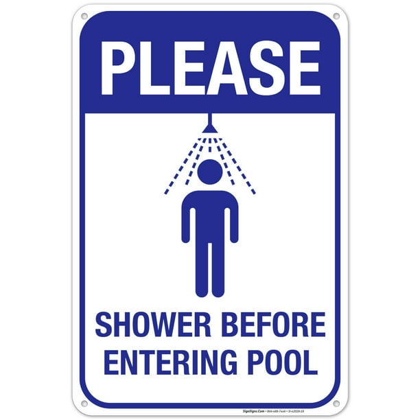Pool Sign, Please Shower Before Entering Pool Sign, - Walmart.com