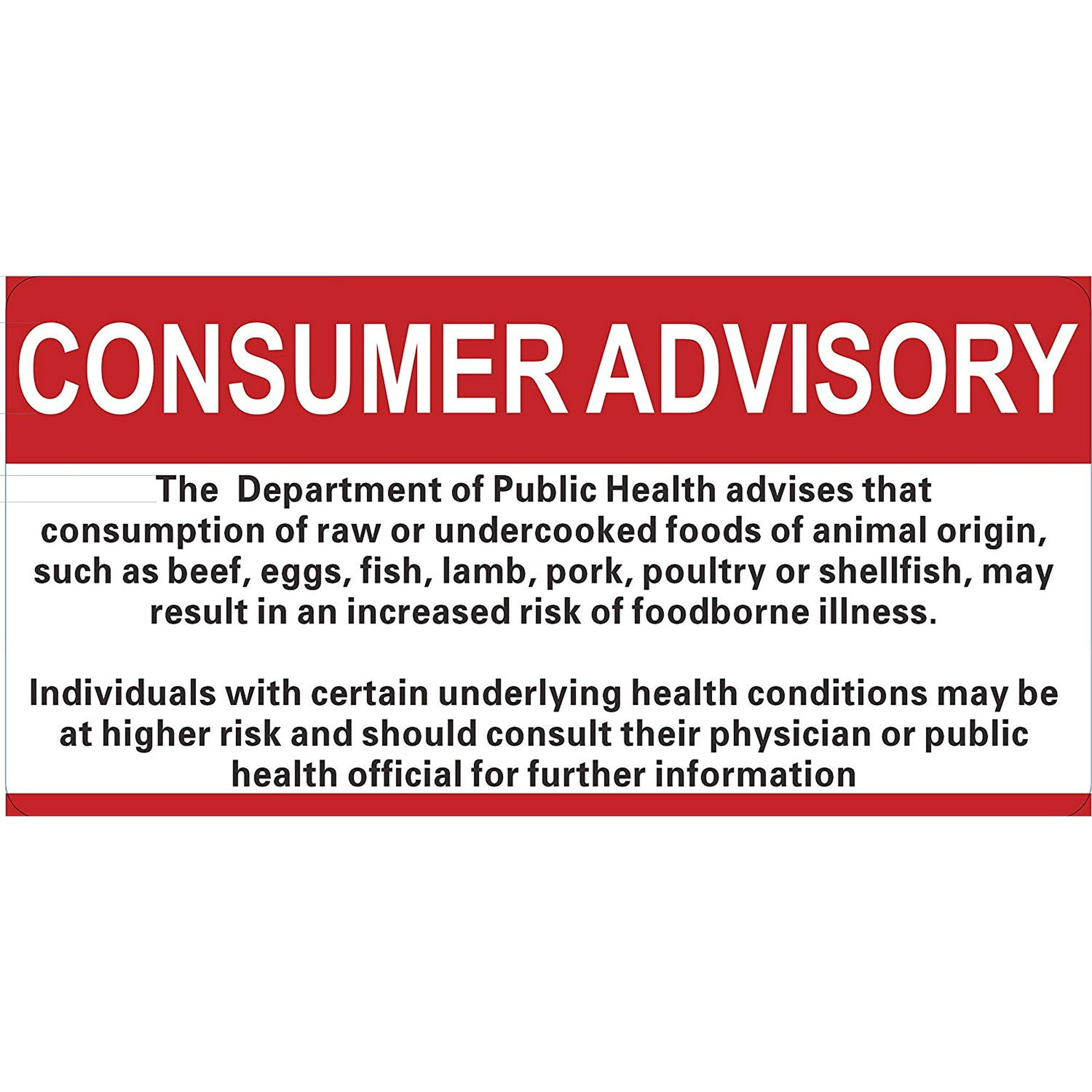 Consumer Advisory Sign