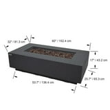 AMS Fireplace - Madison 60" Rectangular Propane Fire Pit Table - Dark ...