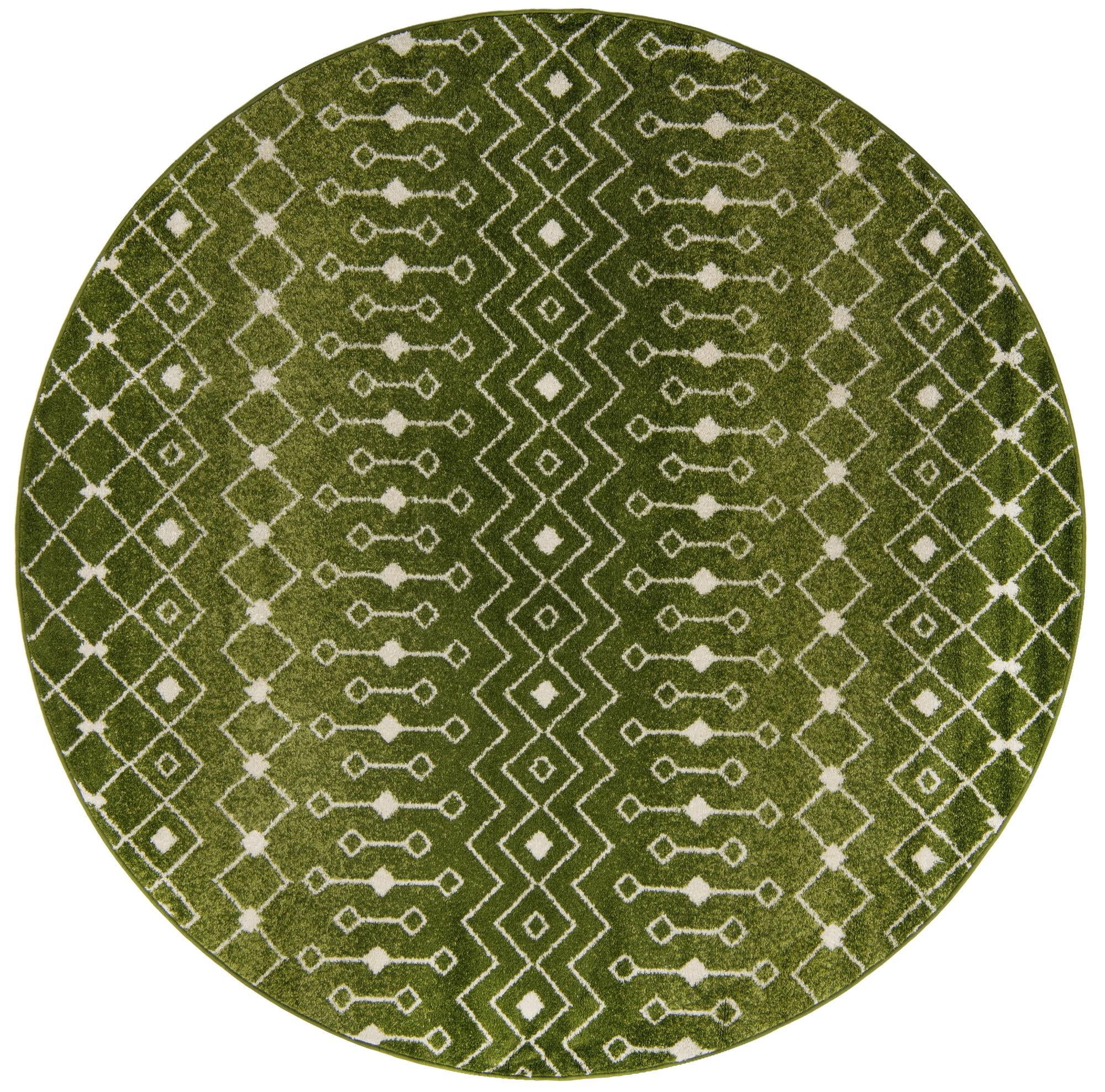 Rugs.com Moroccan Trellis Collection Rug – 8 Ft Round Green Medium Rug ...