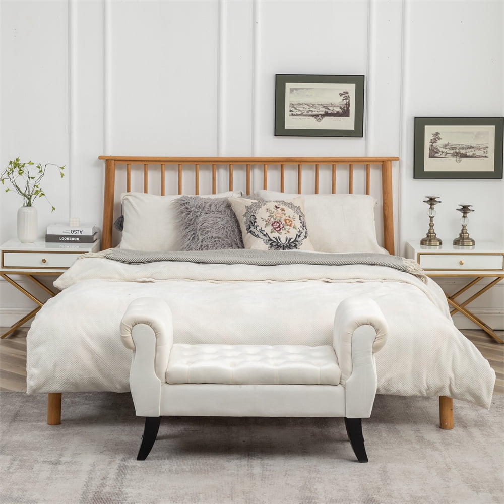 40" Velvet Storage Ottoman Bench for Bedroom, End of Bed Button Tufted ...