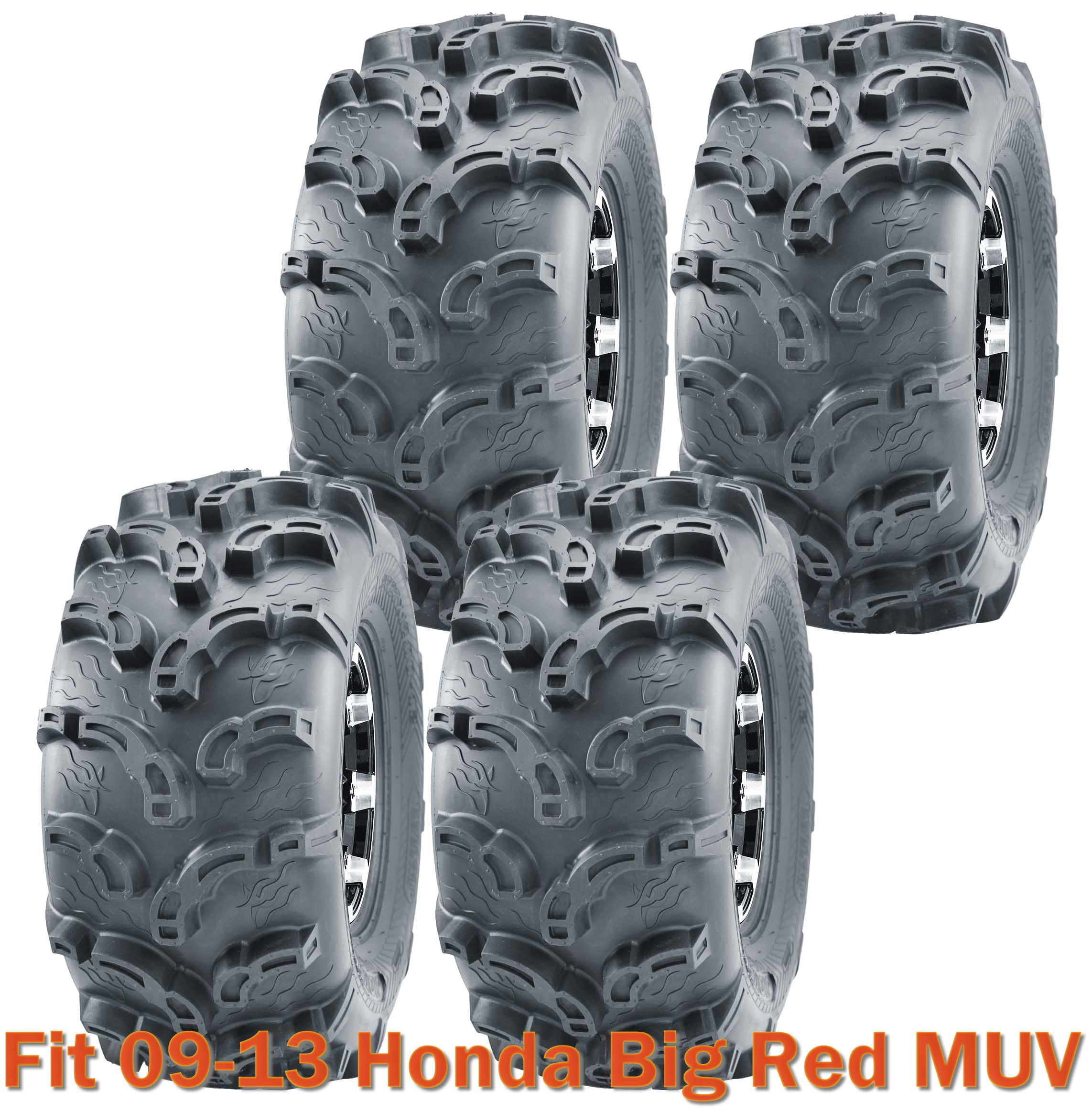 2009-2013 Honda Big Red MUV Complete Set 4 ATV tires 25x10-12 Super Lug ...