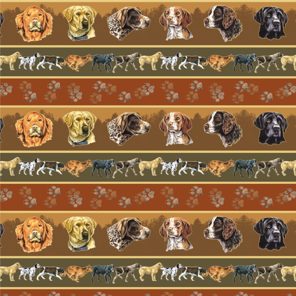 Hunting Dog Breeds Paw Prints Premium Roll Gift Wrap Wrapping Paper ...
