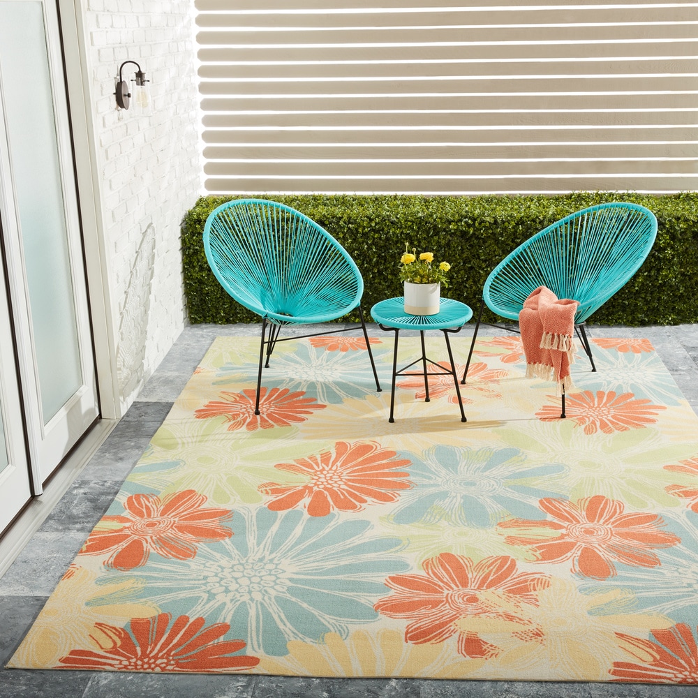 Havenside Home Ogunquit Indoor/Outdoor Abstract Floral Modern Rug by ...