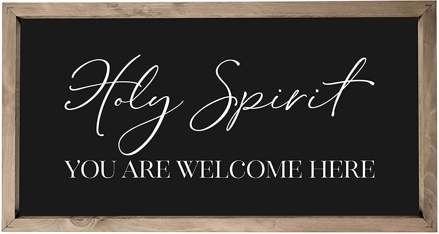 Holy Spirit You Are Welcome Here Rustic Framed Wood Farmhouse Wall Sign ...