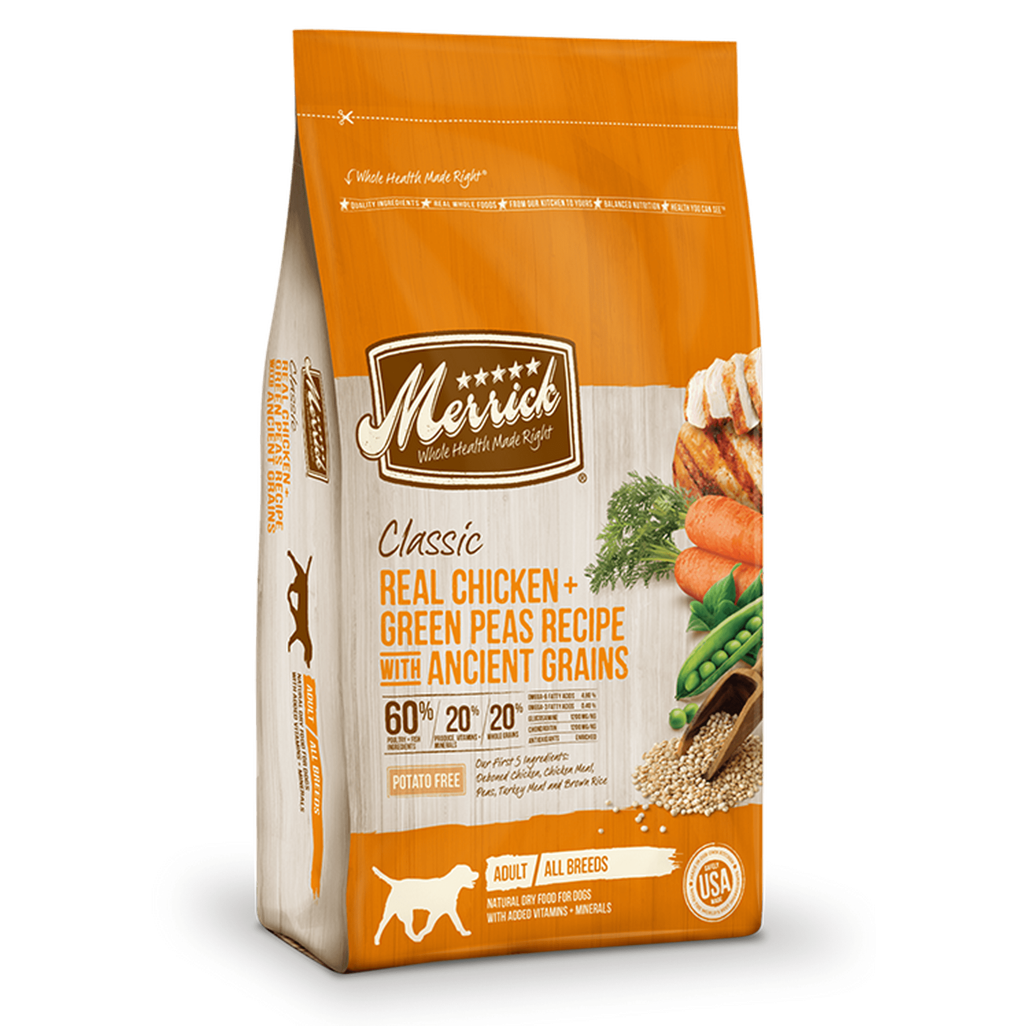 Click here for Merrick Classic Real Chicken + Green Peas Recipe W... prices