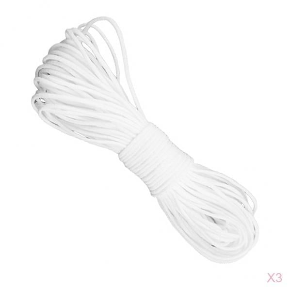 3 Rolls of Elastic Cord Cord Elastic Band White 2.5mm for Sewing And ...
