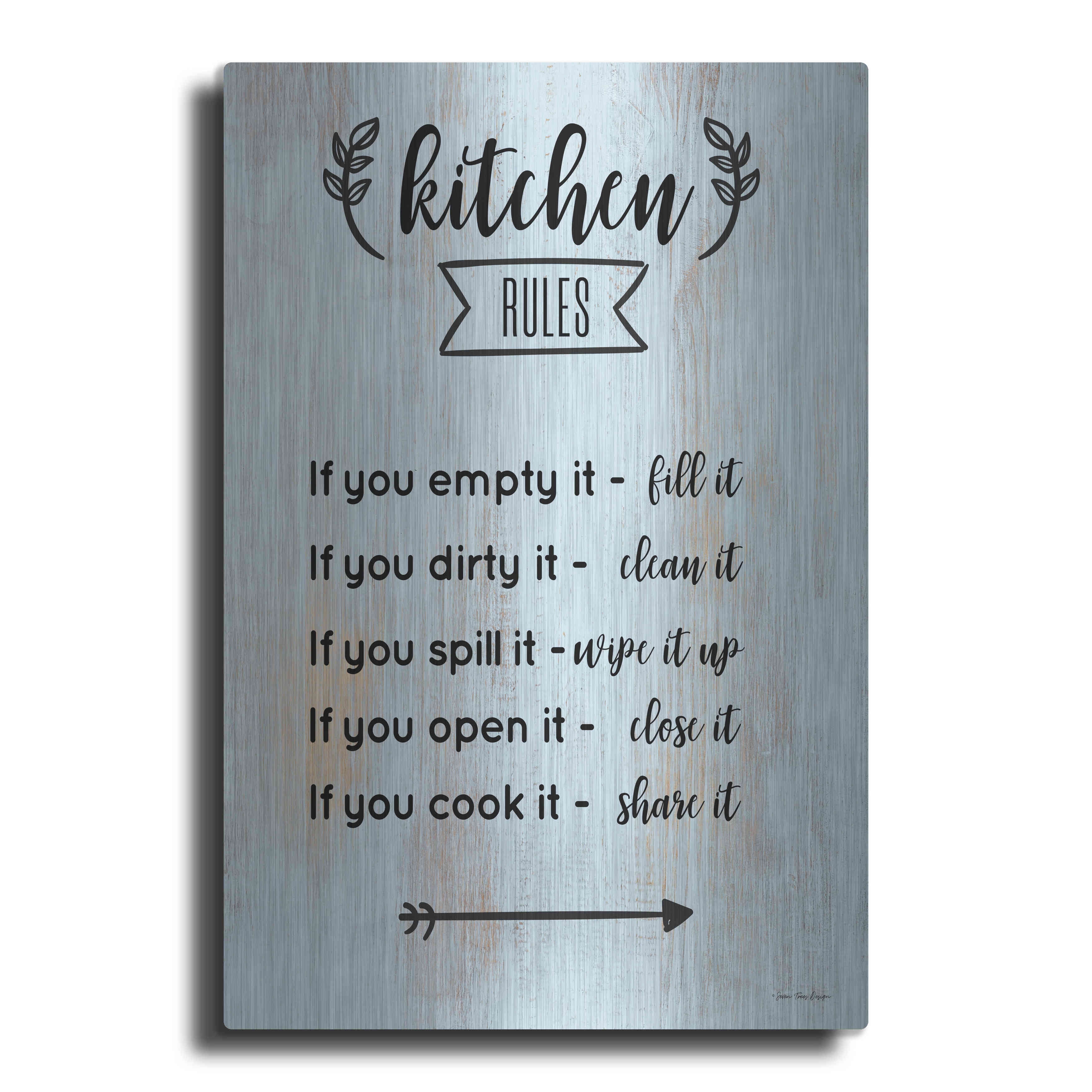 Luxe Metal Art 'Kitchen Rules' by Seven Trees Design, Metal Wall Art ...