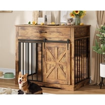 37.8" Wooden Dog Crate Furniture - Indoor Kennel Table & House for ...