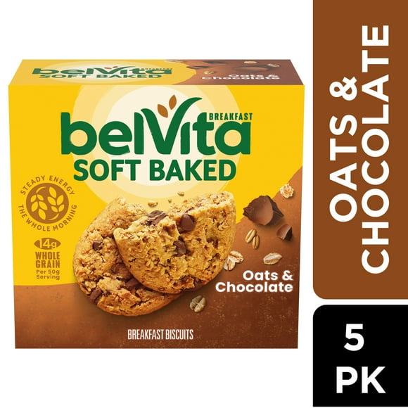 belVita Soft Baked Oats & Chocolate Breakfast Biscuits, 5 Packs (1 ...