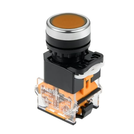 22mm Momentary Push Button Switch Orange Round Button DPST 1 NO 1 NC ...