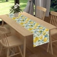 Blue Lemon Table Runner, Watercolor Summer Fruit Italian Blue Tiles ...