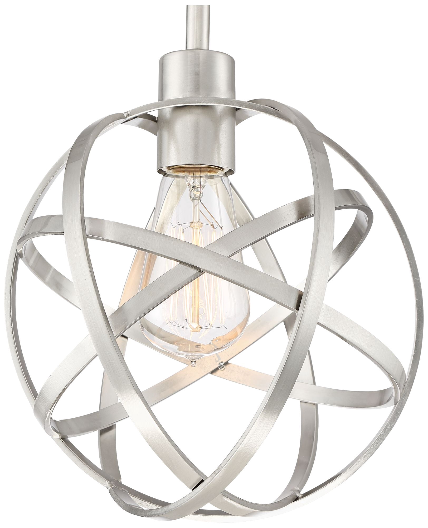 Buy Franklin Iron Works Brushed Nickel Cage Mini Pendant Light 8 1/2 ...