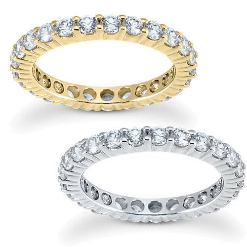 Click here for Pompeii3 1 Ct Diamond Eternity Ring 14k White & Ye... prices