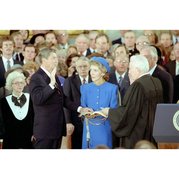 24x36 gallery poster, President Ronald Reagan is sworn in for a second ...
