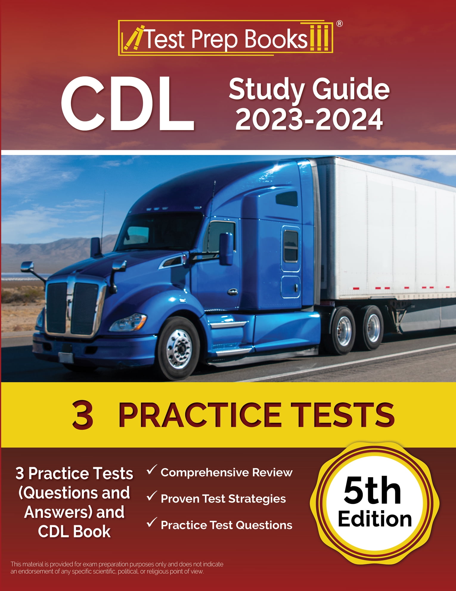 CDL Study Guide 2023-2024 : CDL Book with 3 Practice Tests (Questions ...