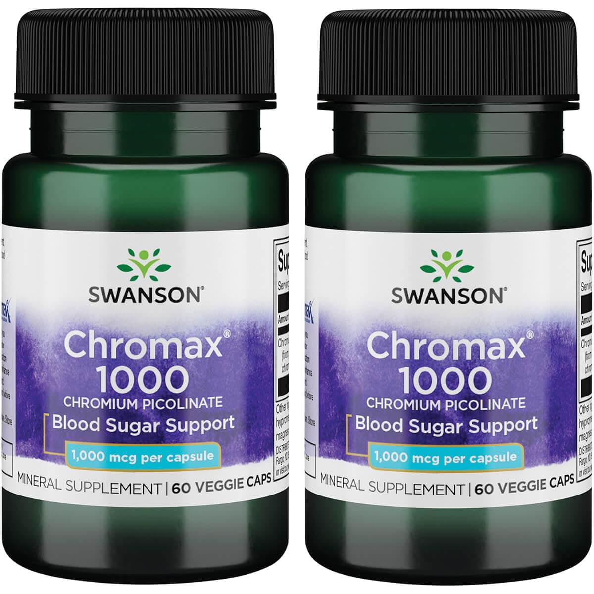 Swanson Chromax 1000 Chromium Picolinate 1,000 mcg 60 Veg Caps 2 Pack ...