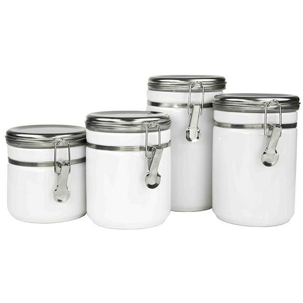 Home Basics 4 Piece Canister Set with Stainless Steel Tops - Walmart ...
