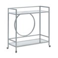 EGBHDSFT Contemporary Bar Cart - 2 Glass Shelves, Gray Finish - Walmart.com
