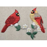 Cardinal Couple on Branch - Birds - Iron on Applique Embroidered Patch ...