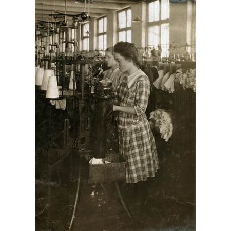 Hine: Textile Mill, 1917. /Ngirls Making Stockings In The Ipswich Mills ...