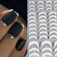 Sparkly Glitter French Nail Stickers,3D Glitter Silver Nail Decals ... Sparkly Glitter French Nail Stickers,3D Glitter Silver Nail Decals ...