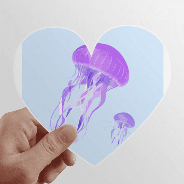 Purple Jelly Fish Acaleph Flotage Heart Vinyl Sticker Bicycle Bottle ...