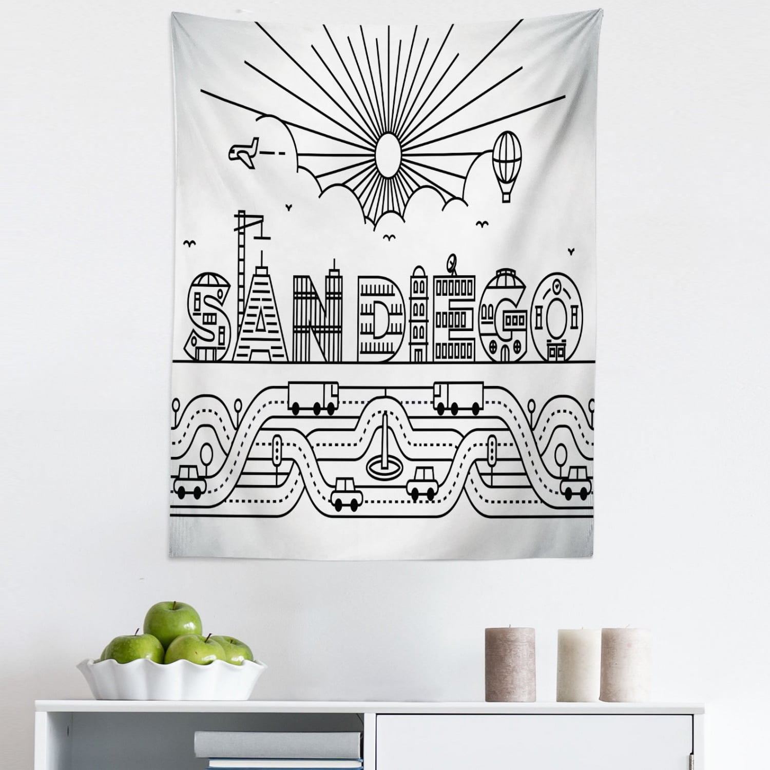 San Diego Tapestry, City Typography Design with Building Letters ...