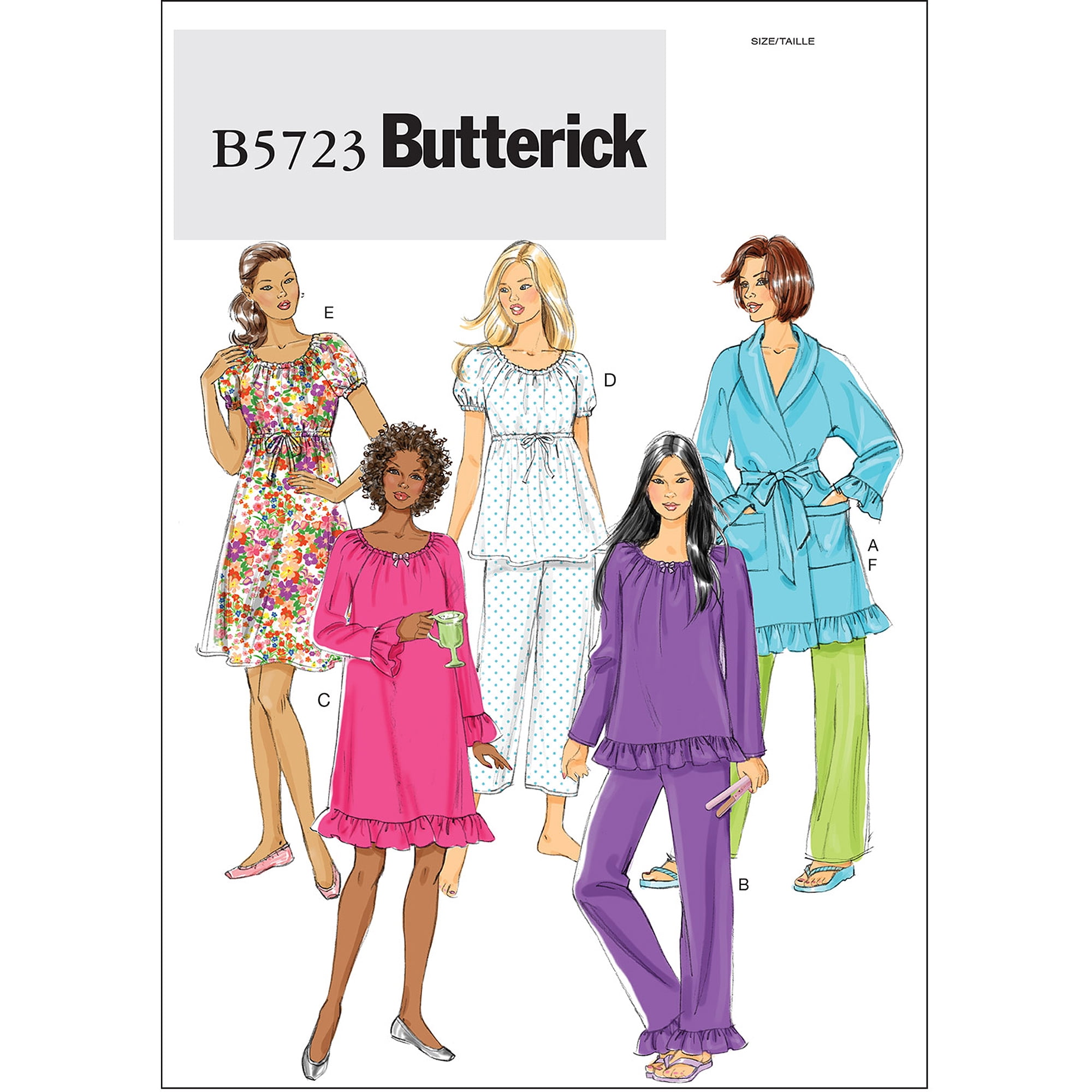 Butterick Pattern Misses' Robe, Belt, Top, Gown and Pants, Y (XS, S, M ...