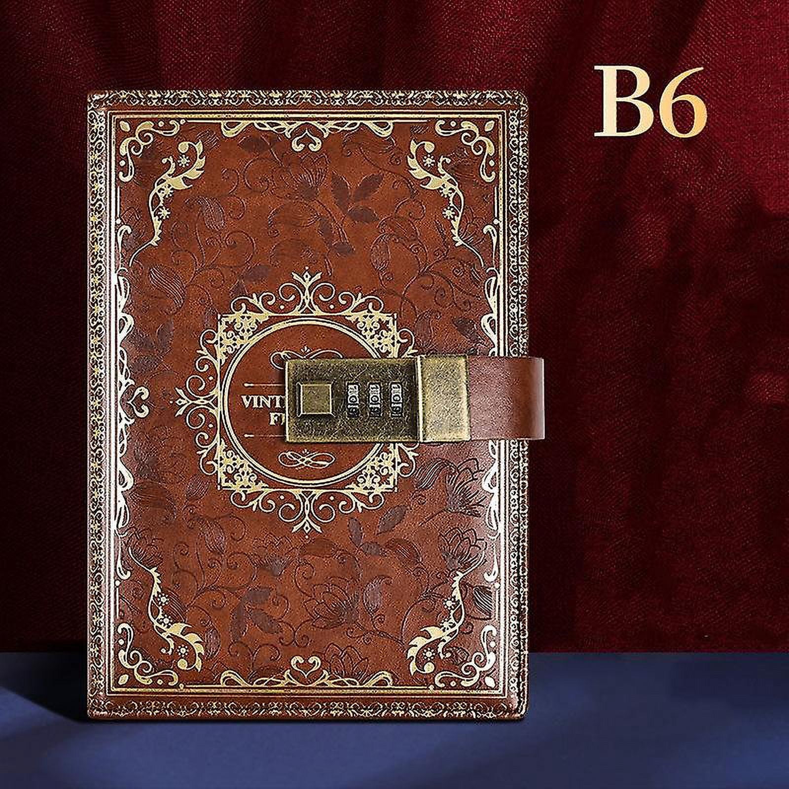 Diario retro vintage con libro de códigos A6 con bloqueo de contraseña ...