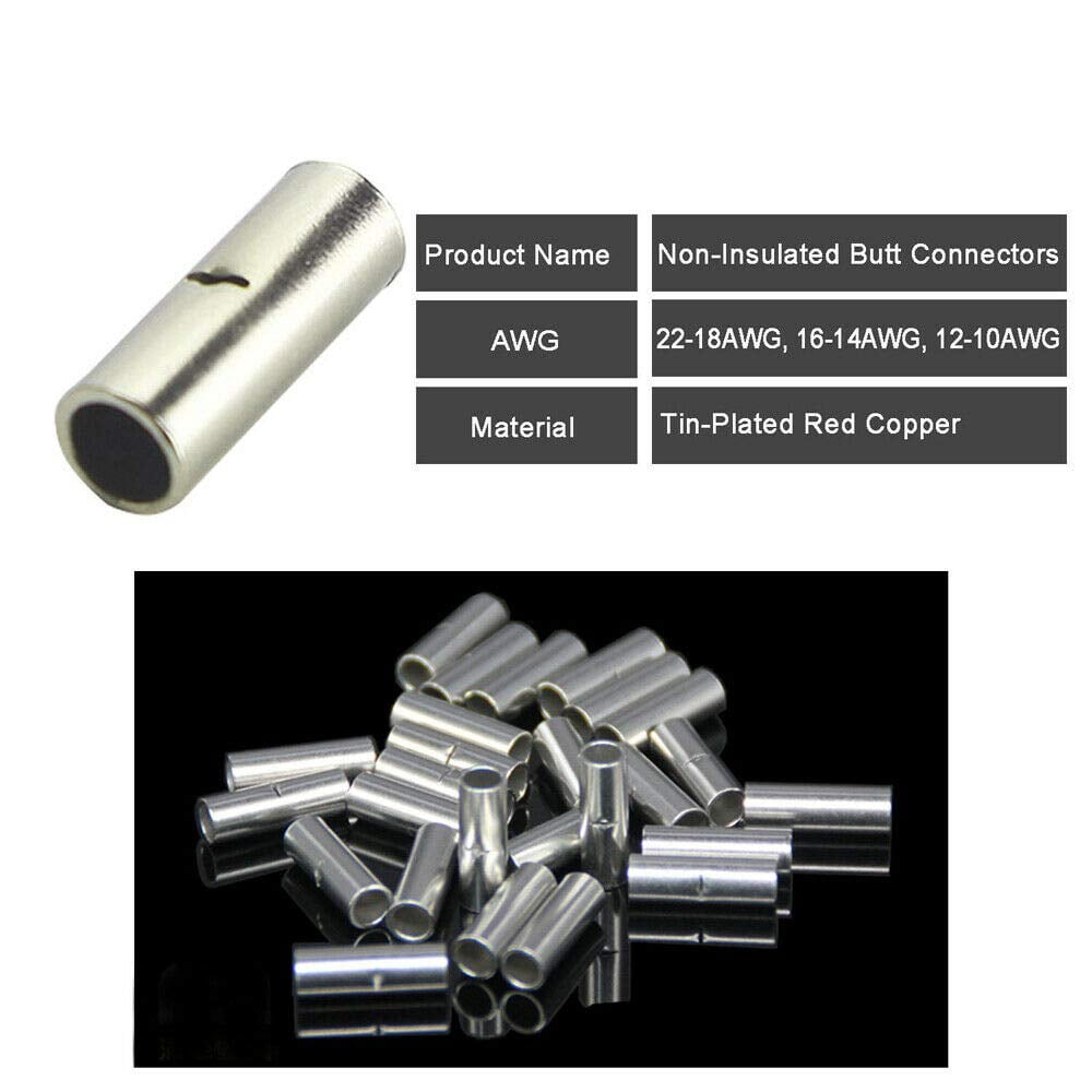Terminals & Kits MeterMall 240pcs AWG Gauge Non-Insulated Butt ...