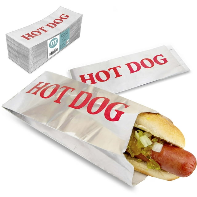 [250 Pack] Hot Dog Foil Wrapper Bags - 3.5x1.5x9” Classic Printed ...