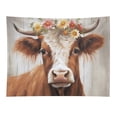 GooTPa Highland Cow Colorful Flower Crown Polyester Wall Tapestry Anti ...
