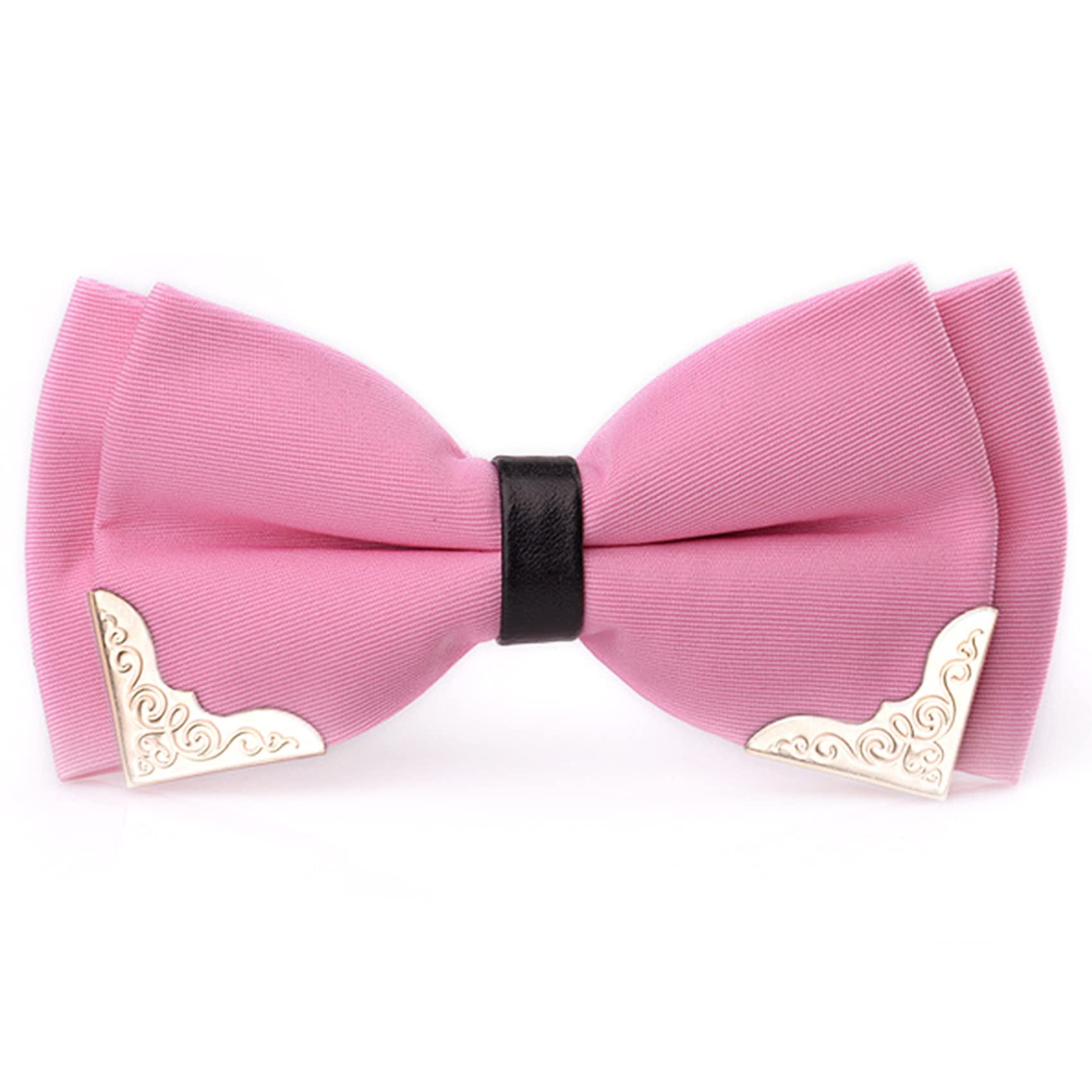 SYAYA Unisex Pre-Tie Classic Bow Tie with Gold Metal Edge and PU ...