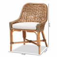 Baxton Studio Kyle Natural Brown Woven Rattan Dining Arm Chair with ...