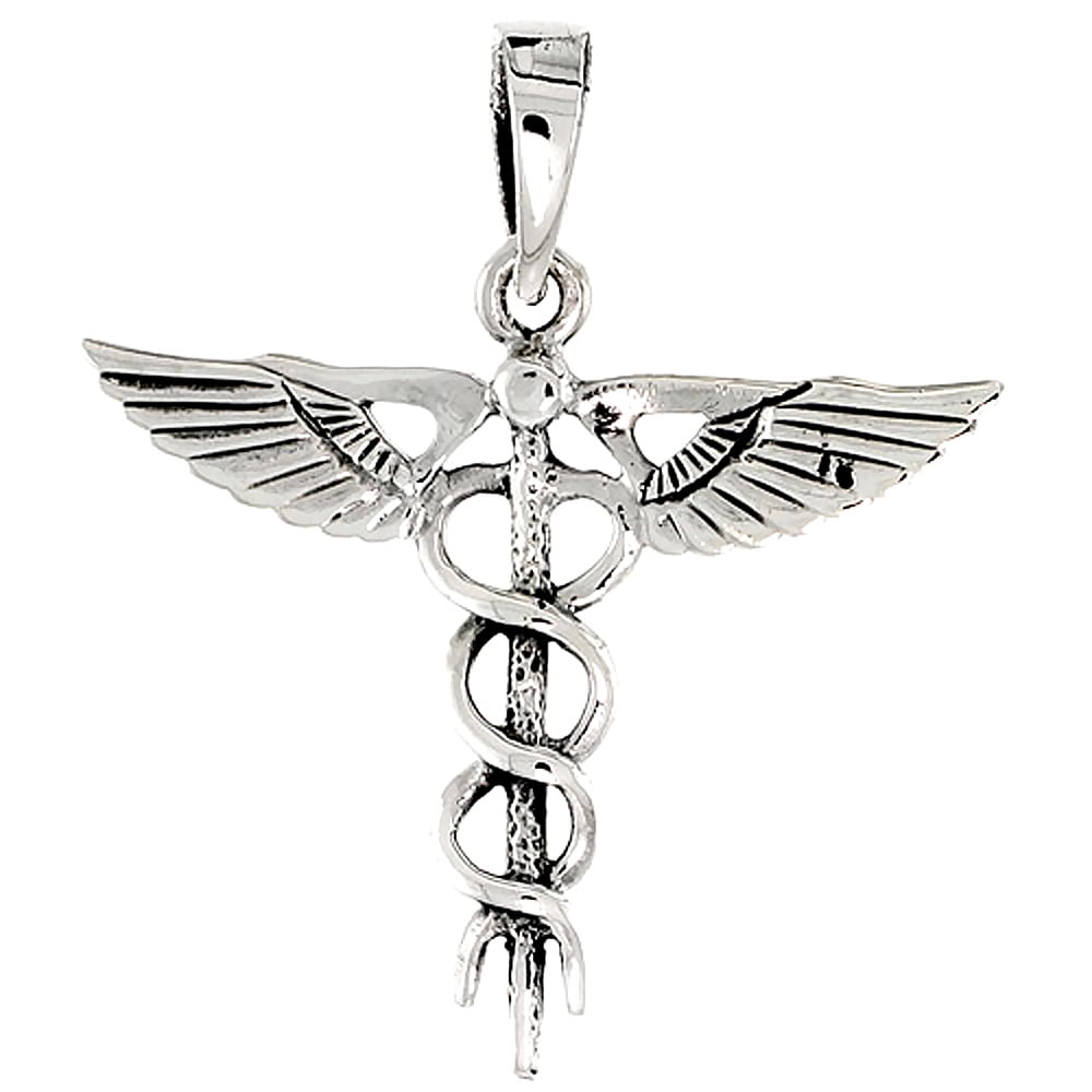 Sterling Silver Caduceus Medical Insignia Charm, 1 1/8 inch tall ...