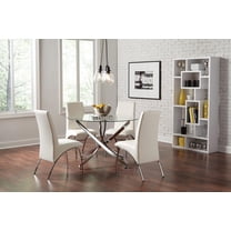 Coaster Paxton 5-Piece Round Contemporary Wood & Glass Dining Set in ...