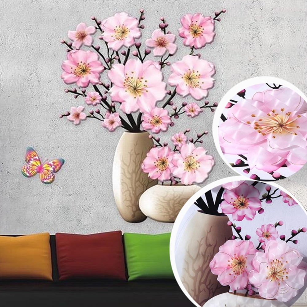 3D Wall Sticker,Art Wallpaper Removable,Flower Wall Decal Self-adhesive ...