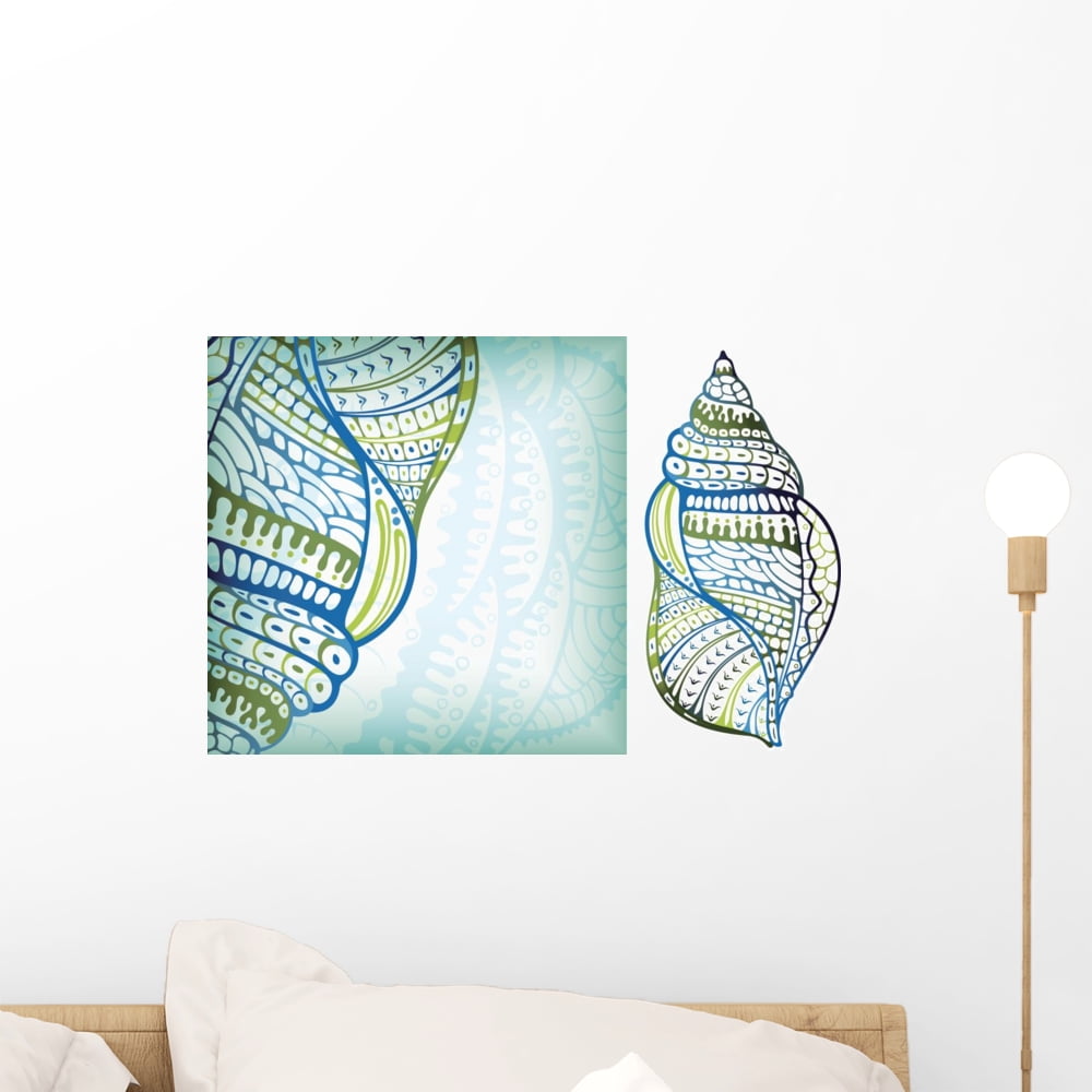 Sea Shell Wall Decal by Wallmonkeys Peel and Stick Graphic (18 in W x ...