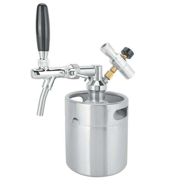 Beer Keg,2L Stainless Steel Homebrew Beer Pressure Gauge Keg Tap ...