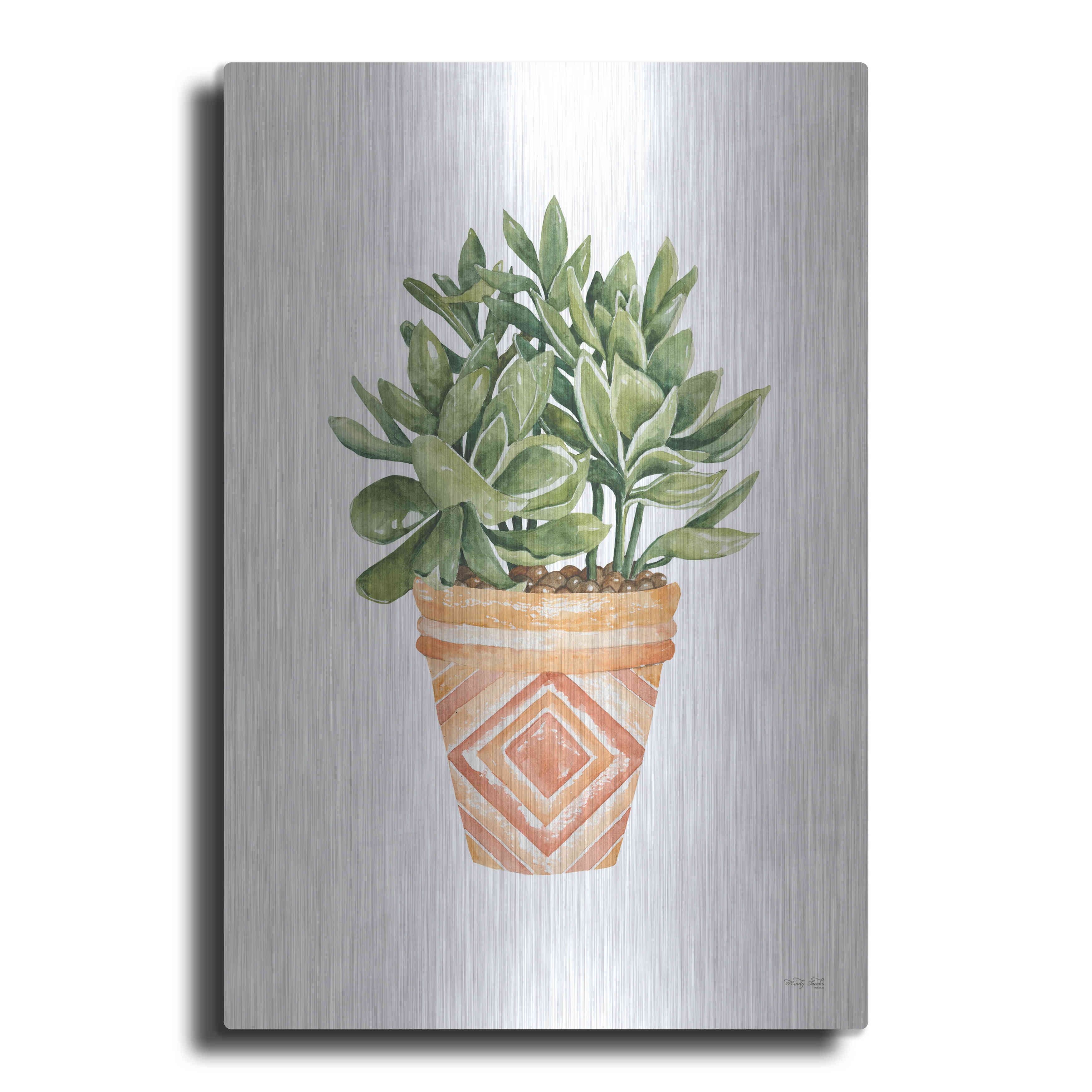 Luxe Metal Art 'Aztec Pot I' by Cindy Jacobs, Metal Wall Art, 24"x36 ...