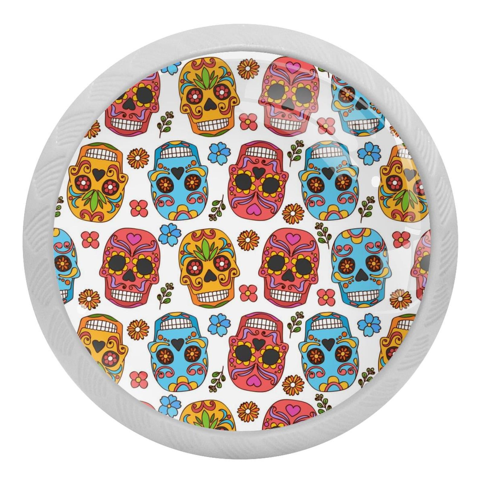 4PCS Round Skull Cabinet Fluorescence Knob Glowing in the Dark ...