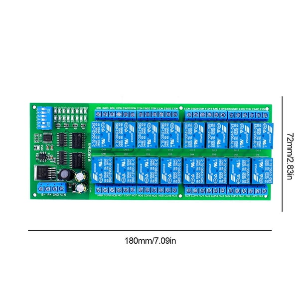 Módulo de relé RS485 carril 16 canales CC 12V interruptor Modbus RTU (sin caja) | Bodega Aurrera ...