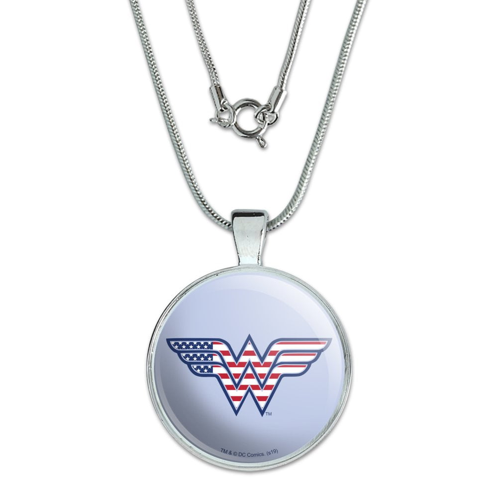 Wonder Woman USA American Flag Logo 1" Pendant with Sterling Silver ...