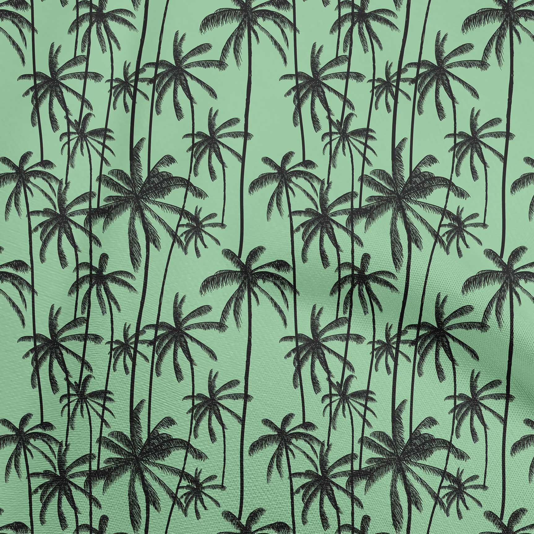 oneOone Silk Tabby Green Fabric Tropical Tree Sewing Material Print ...