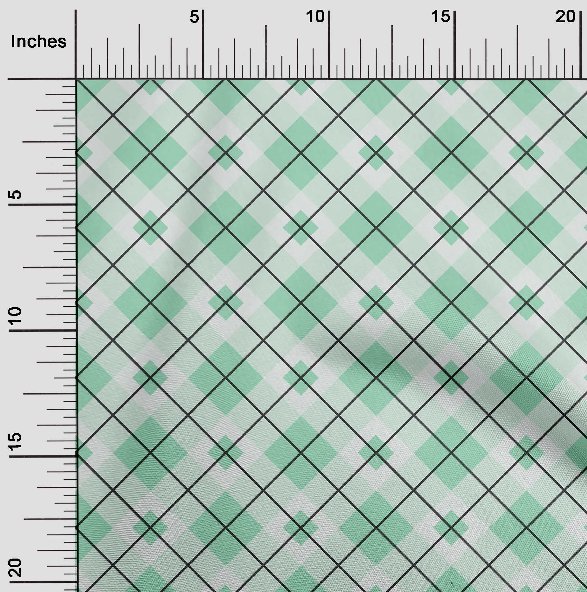 oneOone Cotton Jersey Mint Green Fabric Argyle Check Sewing Material ...