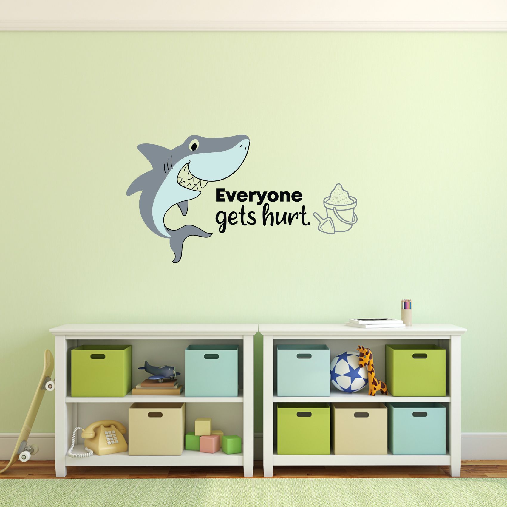 Gets Hurt Shark Animal Life Quote Cartoon Quotes Decors Wall Sticker ...