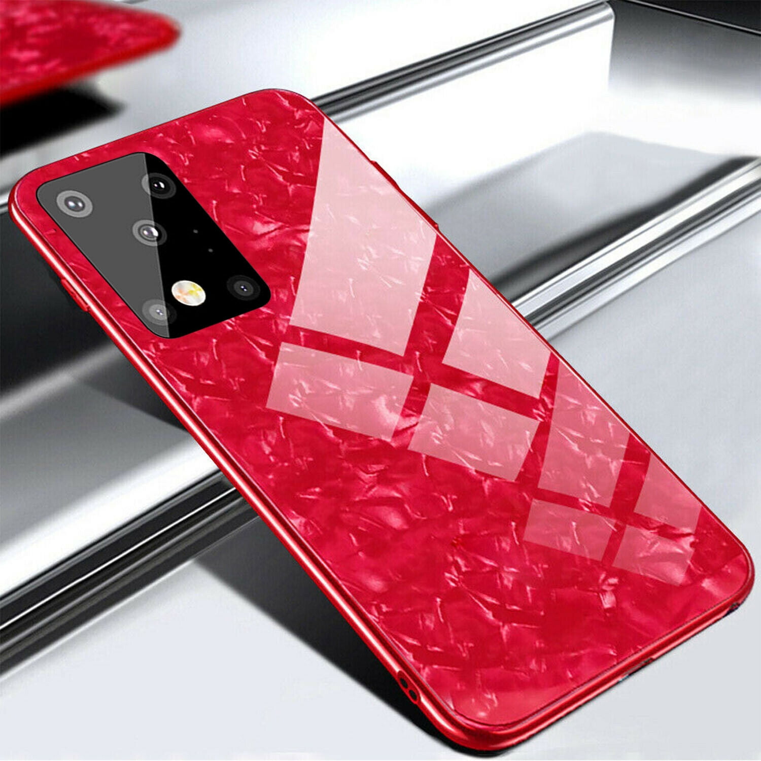 Glitter Bling Tempered Glass Phone Case For Samsung Galaxy S20 Ultra ...