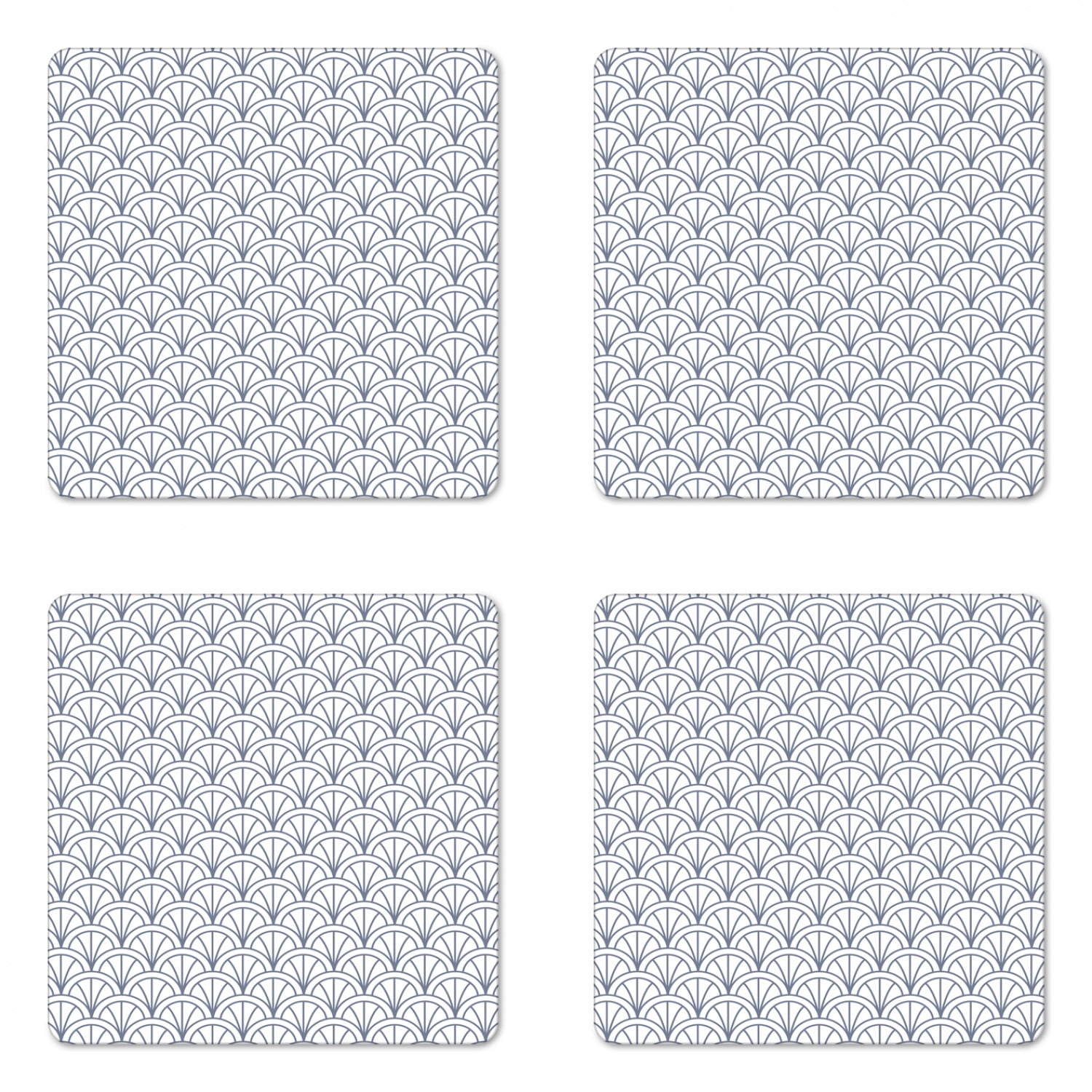 Geometric Coaster Set of 4, Seigaiha Pattern Overlapping Half Circles ...