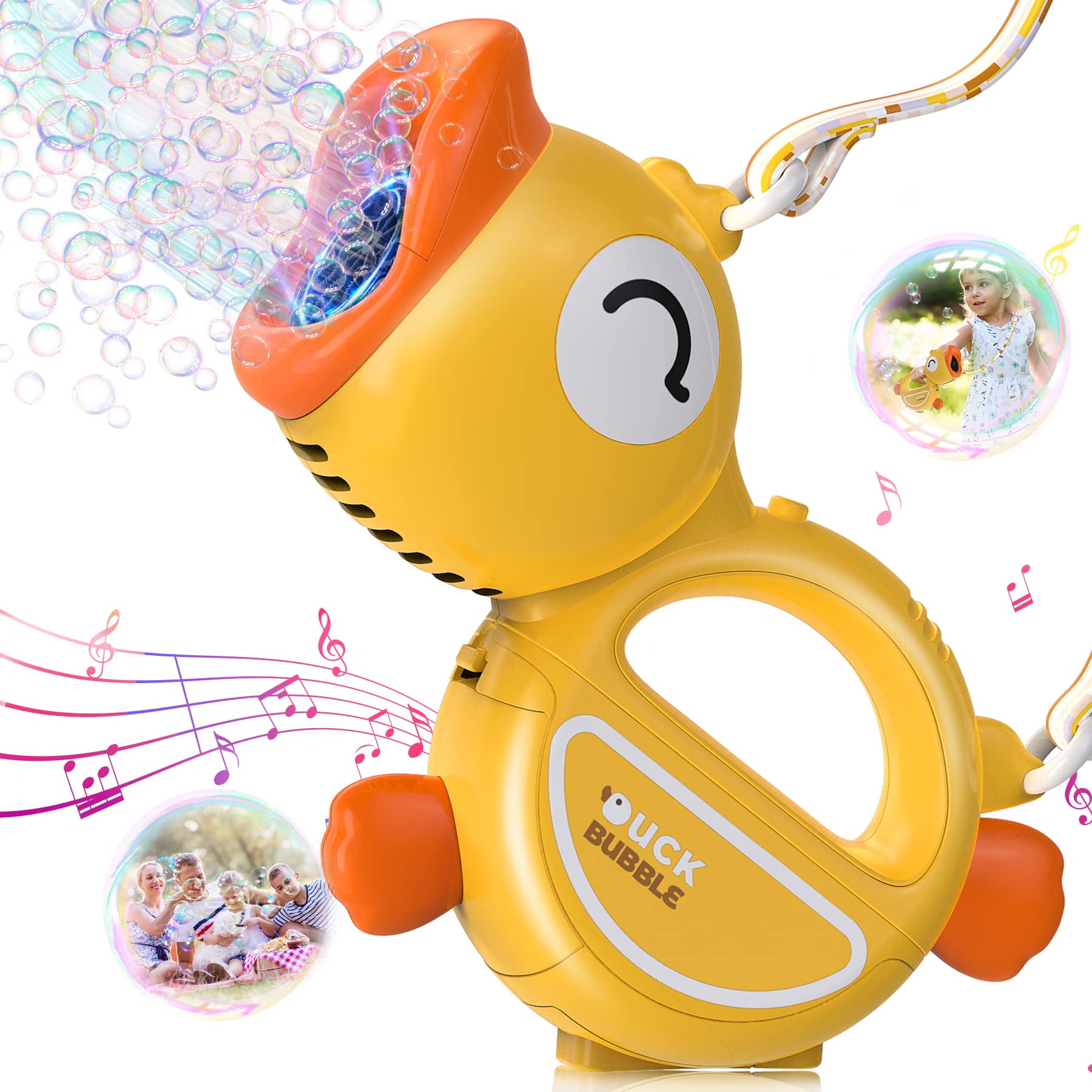 MKLZ Yellow Duck Bubble Machines Gun, Outdoor Bubble Maker Toys for ...